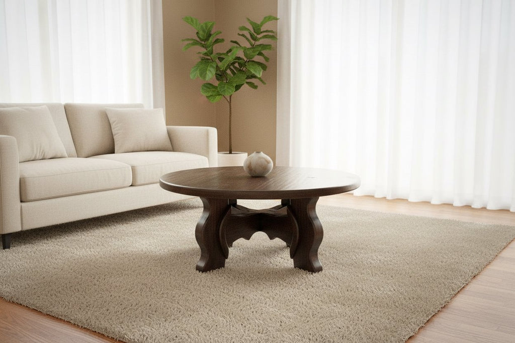 Round Wood Coffee Table Alder Yugo – La Casona Custom Furniture